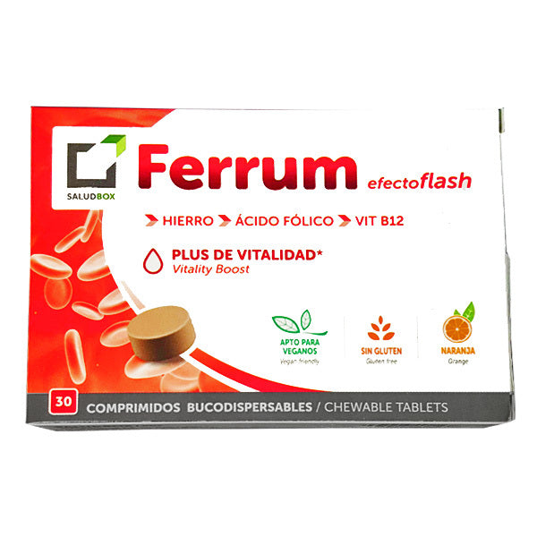 Saludbox Ferrum - Συμπλήρωμα Διατροφής Με Σίδηρο, 30 μασώμενες ταμπλέτ ...